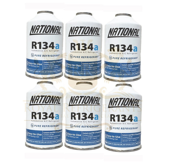 R-134a 12oz Cans (6) National Cans for AC Recharging - Royal Refrigerants